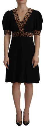 Dolce & Gabbana Leopard-Print A-Line Dress - Black