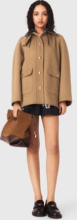 Maje Wollmantel Mit Abnehmbarer Kapuze - Beige - Maje