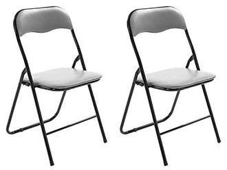 Clp 2 x Chaise De Cuisine Pliable Felix I Chaise Visiteur Pliable avec Pieds en M&eacute;tal I Chaise Salle De Conf&eacute;rrence Confortable Et Pratique, Couleur:Gris/