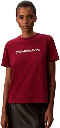Calvin Klein T-Shirt Manches Courtes Femme Logo Classic Regular Fit, Rouge (Magenta Jewel), L
