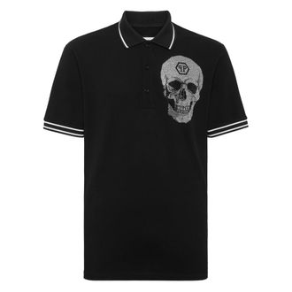 Philipp Plein Homme, Tops, Noir, Taille: M Polo T-Shirt Crystal Skull