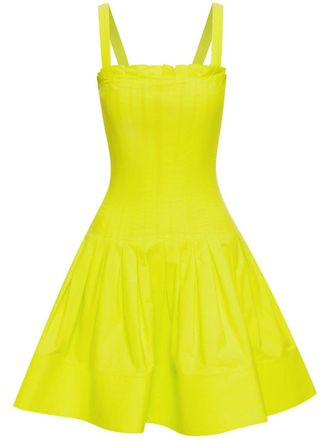 Oscar De La Renta robe courte pliss&eacute;e &agrave; design sans manches - Jaune