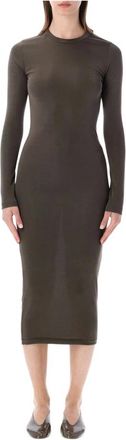 Fear of God Femme, Robes, Brun, Taille: 38 FR Rib Knit Fitted Long Sleeve Dress