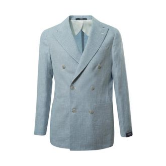 Barba Sechsknopf-Sakko aus Leinen mit doppelreihiger Knopfleiste - - Jackets - Herren - Blau - 2XL
