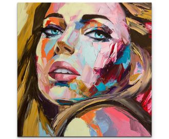 Paul Sinus Art Leinwandbilder | Bilder Leinwand 90x90cm Ölgemälde einer Frau