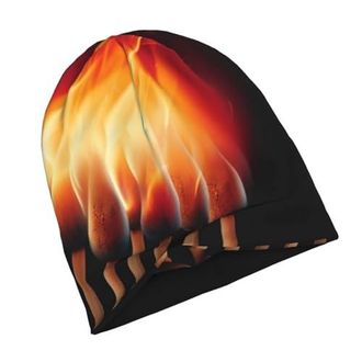 Generic Casquette De Crâne À Revers Allumettes Flammes Bonnet Tricoté Mode Thermique Bonnet Thermo pour Sport lescalade Ski