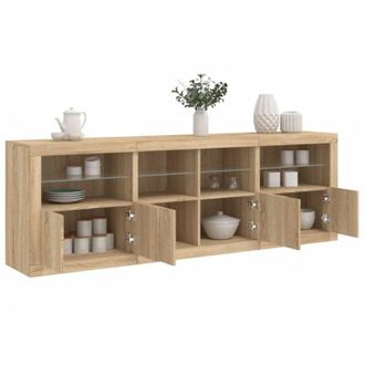 vidaXL Buffet avec lumi&egrave;res led ch&ecirc;ne sonoma 202x37x67 cm Vidaxl