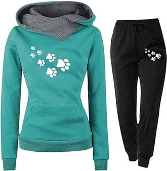 Generic 2023 Survetement Jogging Femmes 2 pi&egrave;ces Ensembles de Sport Pantalon Et Sweat &agrave; Capuche Survetement Femme Ensemble Chic Et Elegant Ensemble Imprim&eacute; Fe