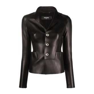 Dsquared2 Lederjacke mit Slim Fit - - Jackets - Damen - Schwarzk - L