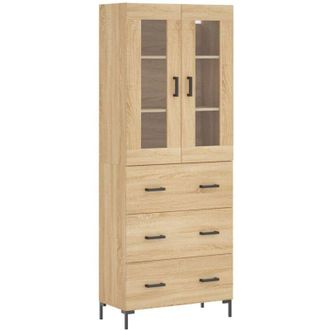 vidaXL Vidaxl - Buffet haut,Meuble de Rangement Ch&ecirc;ne sonoma 69,5x34x180 cm Bois ding&eacute;nierie