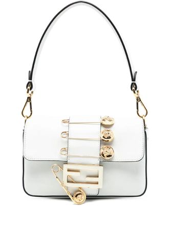 Fendi mini sac &agrave; bandouli&egrave;re Versace Vitello Seta Fendace (2010-2025) - Blanc