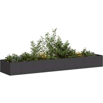 vidaXL Vidaxl - Jardini&egrave;re en acier noir 360x80x40 cm - Fond ouvert pour drainage - Design moderne pour balcons et patios - Assemblage requis