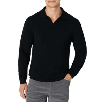 Amazon Essentials Herren Langarm-Polopullover aus Strick, Regular Fit, Schwarz, XXL