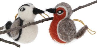 Guru Shop Filzdekoration V&ouml;gel, Handgemachte Tiere aus Filz, Baumbehang - Set 1, Wolle, 5x5x5 cm