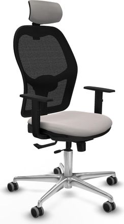 Piqueras y Crespo Ergonomischer B&uuml;rostuhl, Wei&szlig;, mit 1D-Armlehnen, h&ouml;henverstellbare Lendenwirbelst&uuml;tze und h&ouml;henverstellbares Kopfteil, Schwarz / Wei&szlig;