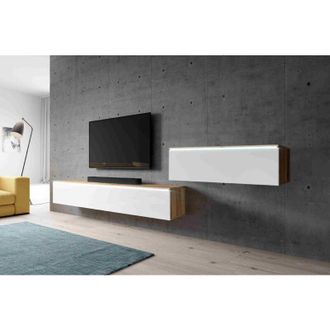 Furnix Furnix - TV-Kommode bargo iii 300 cm (3x100cm) Lowboard mit led wei&szlig; wotan gl&auml;nzend