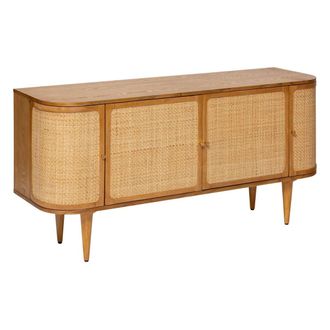 Atmosphera Atmosphera - Kisco Buffet aus Holz und Rattan, B 150 x H 75 cm, 4 T&uuml;ren - Aufbewahrungsm&ouml;bel f&uuml;r Wohnzimmer und Esszimmer