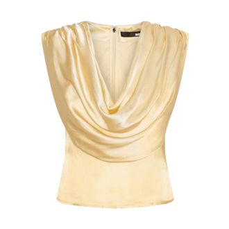 Rotate Rotate Birger Christensen, Femme, Tops, Jaune, Taille: 44 FR Fitted Cowl Neck Top