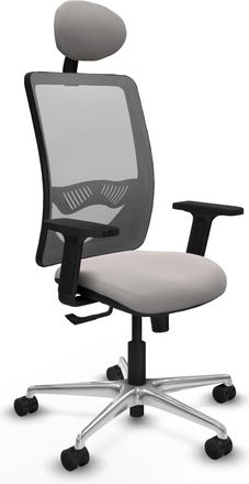 Piqueras y Crespo B&uuml;rostuhl Zulema mit 2D-Armen, h&ouml;henverstellbarer Lendenwirbelst&uuml;tze und festem Kopfteil, ausgestattet mit 3 Positionen und Schneidschaum, Grau/Wei&szlig;