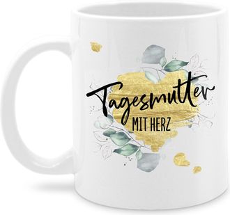 Shirtracer Tasse Tassen 325ml - Job & Beruf Geschenk - Tagesmutter mit Herz - 325 ml - Weiß - beste sprüche arbeit abschied kaffeetasse danke geschenke zum teeta