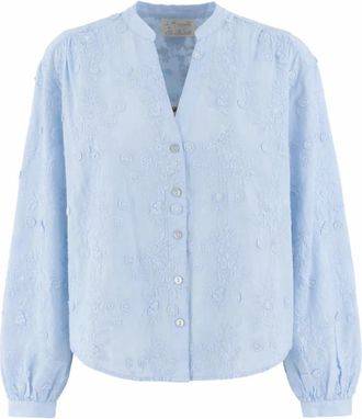 MC2 Saint Barth Femme, Blouses et Chemises, Bleu, Taille: 36 FR Chemise Brod&eacute;e Col Mao