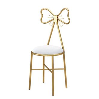 Generic Schminkstuhl mit Schmetterlingsfliege, rosa Schminkstuhl f&uuml;r M&auml;dchenzimmer, Frisiertischhocker aus Samt mit Schmetterlingsr&uuml;ckenlehne f&uuml;r M&auml;dchen, Bek