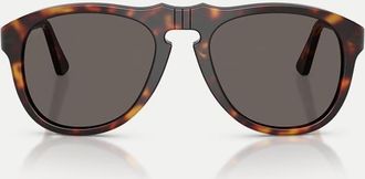 Persol PO0649NE Total Black Arrow - Lunettes de soleil pilote &agrave; verres gris - Havane-Brown