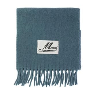 Marni Homme, Accessoires, Bleu, Taille: ONE Size Écharpe en alpaga bleu clair à franges