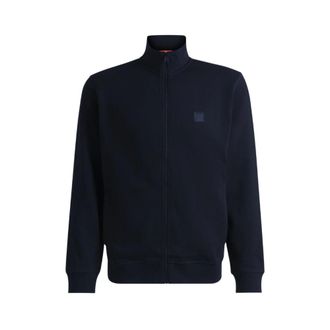 HUGO BOSS Homme, Sweatshirts et sweats &agrave; capuche, Bleu, Taille: S Pull Zipp&eacute; en Coton Bleu Fonc&eacute;