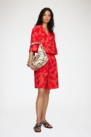 Ganni Short en fil coup&eacute; rouge - Pour Femme
