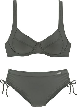 Lascana Damen B&uuml;gel-Bikini in modischen Farben, mit verstellbaren Tr&auml;gern, etwas h&ouml;her geschnittene Hose, seitlich zum Raffen