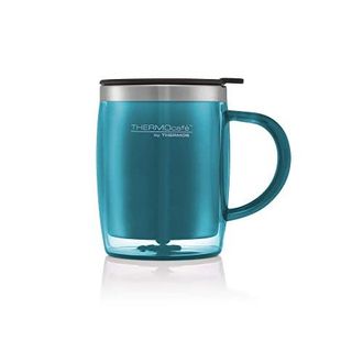 Thermos ThermoCafe Plastique et Acier Inoxydable Desk/Mug de Voyage, 450 ML, Plastique, Bleu Lagon, 13x9x12 cm
