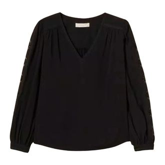 Twinset Kreppbluse mit Stickerei - - Blouses & Shirts - Damen - Schwarzk - S