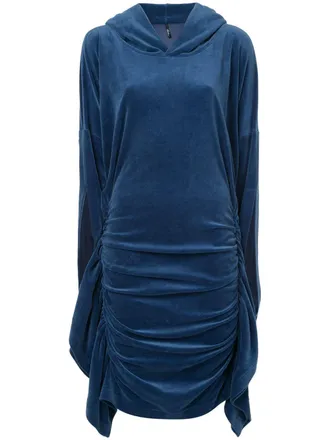 Paula Knorr robe en velours &agrave; design fronc&eacute; - Bleu