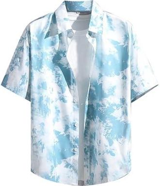 Generic Chemise pour Homme - Manches Courtes Motif Floral Col Montant D&eacute;contract&eacute;e L&eacute;g&egrave;re Grande Taille Loisirs hawa&iuml;enne Vacances de Plage sans Plis