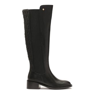 Kazar Lederstiefel mit knitterigem Slip-On-Obermaterial - - Shoes - Damen - Schwarzk - 39 EU