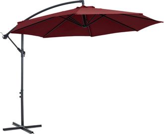 OUTSUNNY Parasol déporté octogonal inclinable manivelle pied acier ø 3 x 2,5H m bordeaux
