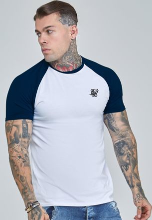 Siksilk Herren Wei&szlig;, Marine Raglan T-Shirt XXL