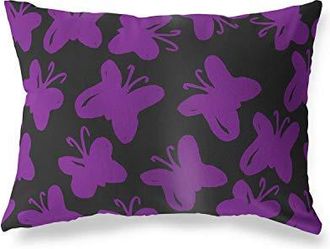 Bonamaison Le Jardin du Lin Kissenbezug Zierkissenbezug Lila-Schwarz Kissenbezug, Für Bett, Auto, Sofa, Haus, Wohnzimmer, Schlafzimmer, Dekoration, 45x60 Cm - En