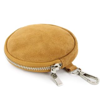 modamoda.de P10 / P08 Damen Leder Rauleder Geldb&ouml;rse M&uuml;nzgeldb&ouml;rse Taschenanh&auml;nger &oslash; 11,5 cm handmade in Italy, Farbe:Camel