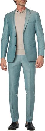 Roy Robson Herren Anzug grün meliert Slim Fit