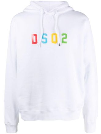 Dsquared2 hoodie en coton à logo imprimé - Blanc