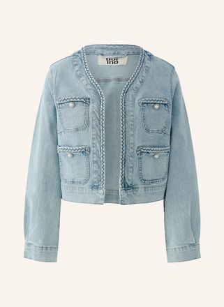 Oui Jeansjacke Mit Schmucksteinen blau