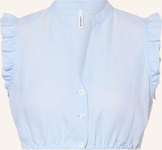 Wallmann Wallmann Dirndlbluse Serafina Aus Leinen Mit R&uuml;schen blau