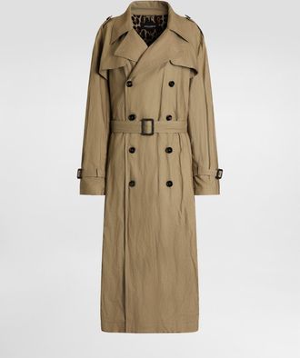 Dolce & Gabbana Double-breasted Trench Coat In Wrinkled-effect Cotton - Frau M&auml;ntel Und Jacken Beige 36