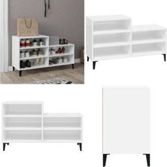 vidaXL Vidaxl - Schuhregal Hochglanz-Wei&szlig; 102x36x60 cm Holzwerkstoff - Schuhregal - Schuhschrank - Aufbewahrungssystem - Garderobe - Wohnraumorganisation