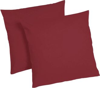Pizuna Luxuri&ouml;ser Soft-Satin 2er Pack Kissenbezug 80x80 cm Rio Rot, 800 Fadenzahl Baumwolle Quadratisch Kissenbez&uuml;ge, 100% Langstapel Baumwolle Nur Kissenbez