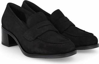 Lince Lince Mocasin Tacon Comodo | Semelle en caoutchouc | Semelle int&eacute;rieure en gel amovible | I53002-9 | Fabriqu&eacute;es en Espagne, Noir - cuir/daim, 39 EU