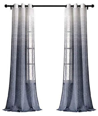 Lush Décor Blush Ombre Streifen Ösen durchscheinend Fenster Vorhang Paneel Paar, 213,4 x 96,5 cm Navy