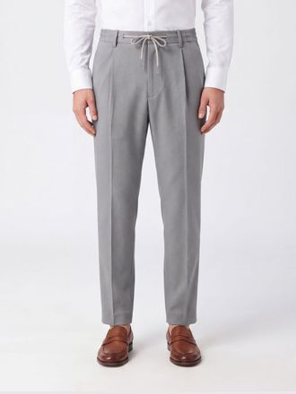 Tagliatore Slim Fit Bundfaltenhose aus Schurwolle mit Kordelzugbund